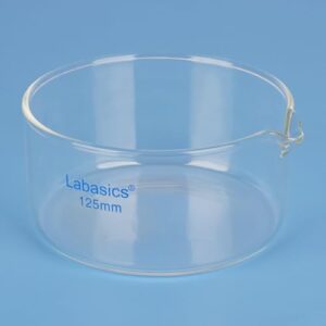 Labasics Crystallizing Dish with Spout and Heavy-Duty Rim, Thick-Walled Design High Borosilicate Glass Reusable Crystallizing Dishes for Crystallization and Evaporation, 500 ml Capacity OD 125 mm