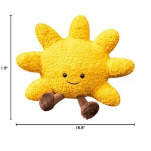 OUKEYI Soft Sun Plush Toy,Cute Smile Yellow Funny Sun Stuffed Animals Pillow,Sun Shape Chair Cushion Sofa Cushion Pillow(11.8“x18.8/30cmx48cm)