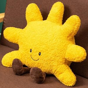 oukeyi soft sun plush toy,cute smile yellow funny sun stuffed animals pillow,sun shape chair cushion sofa cushion pillow(11.8“x18.8/30cmx48cm)