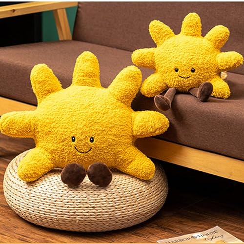 OUKEYI Soft Sun Plush Toy,Cute Smile Yellow Funny Sun Stuffed Animals Pillow,Sun Shape Chair Cushion Sofa Cushion Pillow(11.8“x18.8/30cmx48cm)