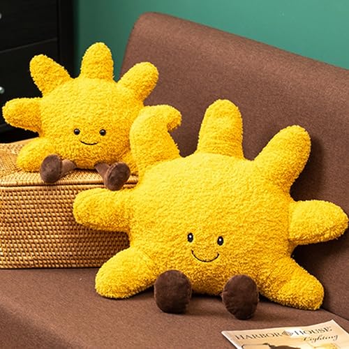 OUKEYI Soft Sun Plush Toy,Cute Smile Yellow Funny Sun Stuffed Animals Pillow,Sun Shape Chair Cushion Sofa Cushion Pillow(11.8“x18.8/30cmx48cm)