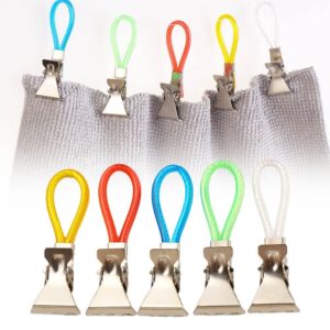 5 Pcs Towel Clips, Portable Metal Towel Hooks with Hanging Loop, Multifunctional Colorful Clips for Kitchen Bathroom Hanging Towels