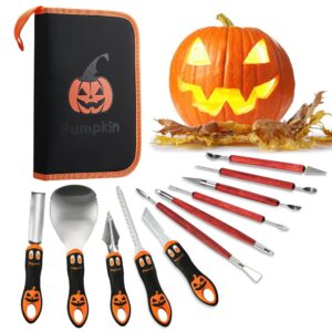 unilove halloween pumpkin carving kit professional and heavy duty stainless steel tools (11pcs)