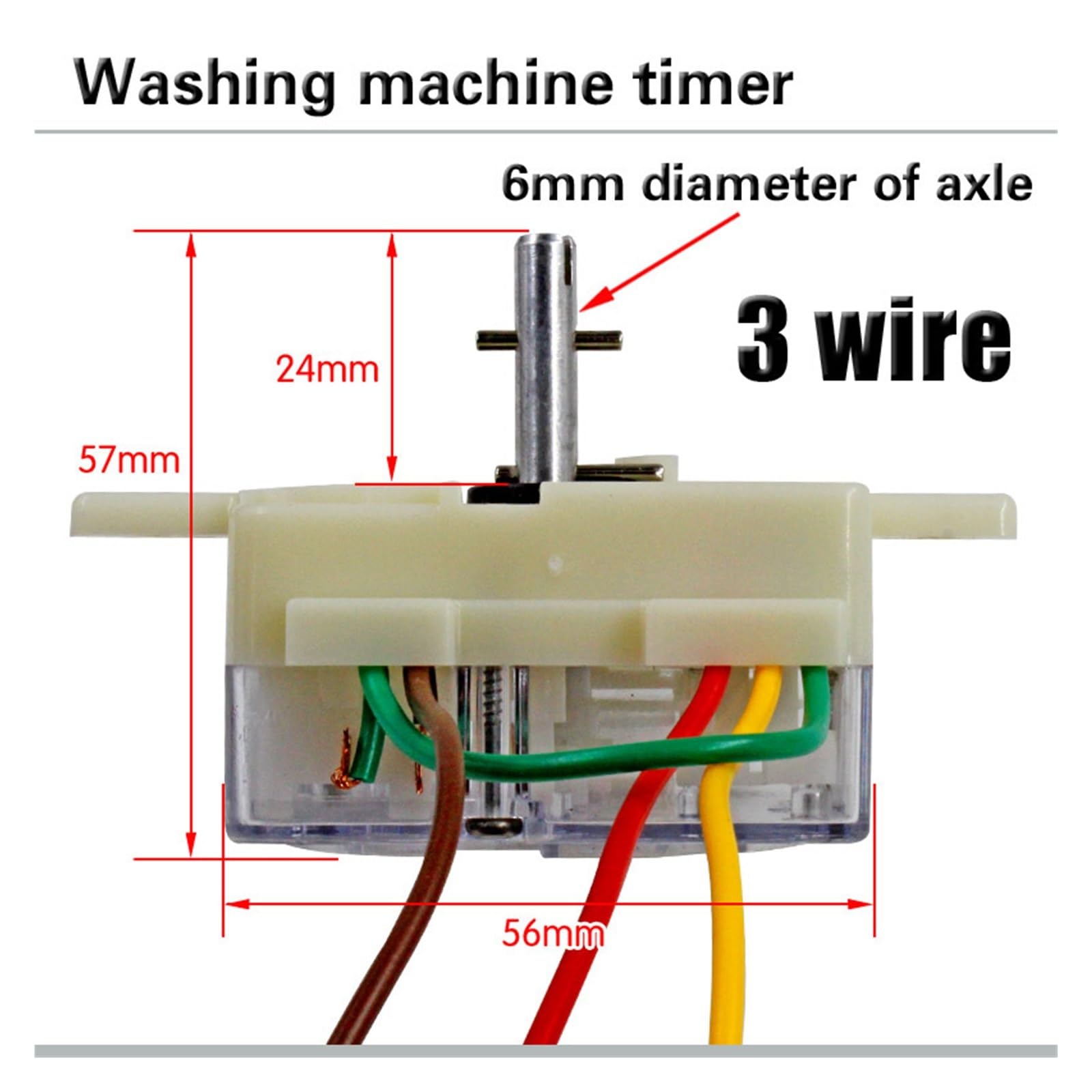 MiJob 3 Wire 180 Degree Washing Machine Timer Washing Machine Timer Switch Wash Timer Semi-Automatic Double-Cylinder Washing Machine