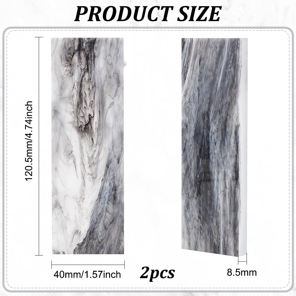 BENECREAT 2Pcs Marble Pattern Knife Handle Scale Slabs Grips, Acrylic Knives Handle Custom DIY Material Tool for Knife Making Blank Blades, 4.74x1.57x0.33 Inch