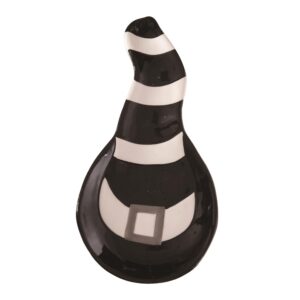 transpac dolomite 8.75 in. multicolor halloween witch hat spoon rest - black/white