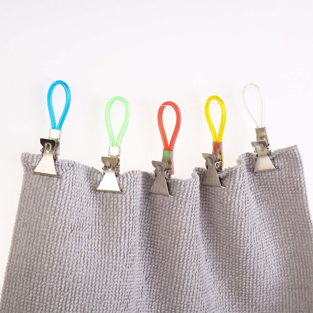 5 Pcs Towel Clips, Portable Metal Towel Hooks with Hanging Loop, Multifunctional Colorful Clips for Kitchen Bathroom Hanging Towels