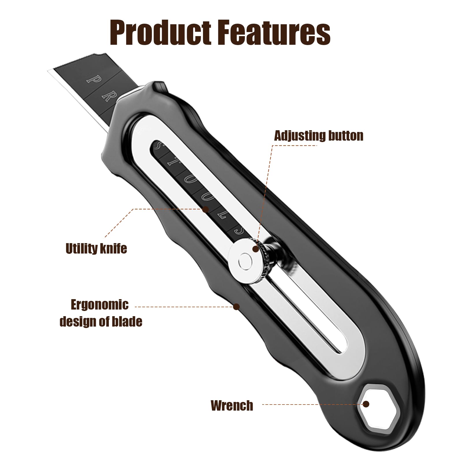 18mm Multi Purpose Utility Knife - Stainless Steel Retractable Box Cutter with Precision Cutting and Blade Safety Lock Design SK5 carbon steel blade (Includes 1 Knives + 10 Replacement Blades)