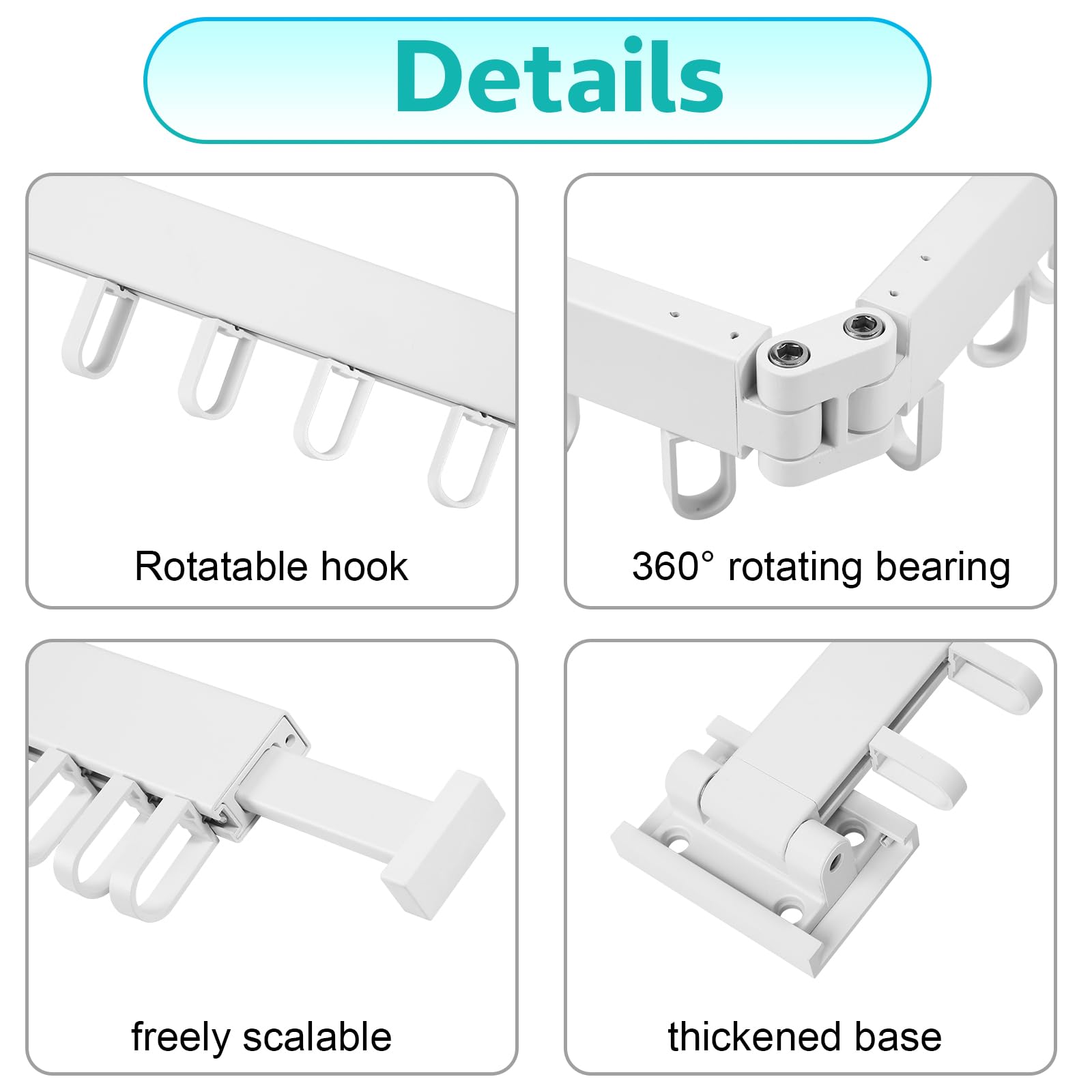 Layhit 2 Pcs Wall Mounted Laundry Room Rack Clothes Drying Rack Over The Door Pants Hanger Retractable Collapsible Rental House Clothing Dryer Rack, White Windproof Ring Hooks, 3 Fold