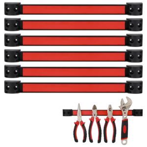 mayouko 12" magnetic tool holder strip, 6 packs, metal magnet tool organizer bars for garage, workshop, magnetic strip for tools