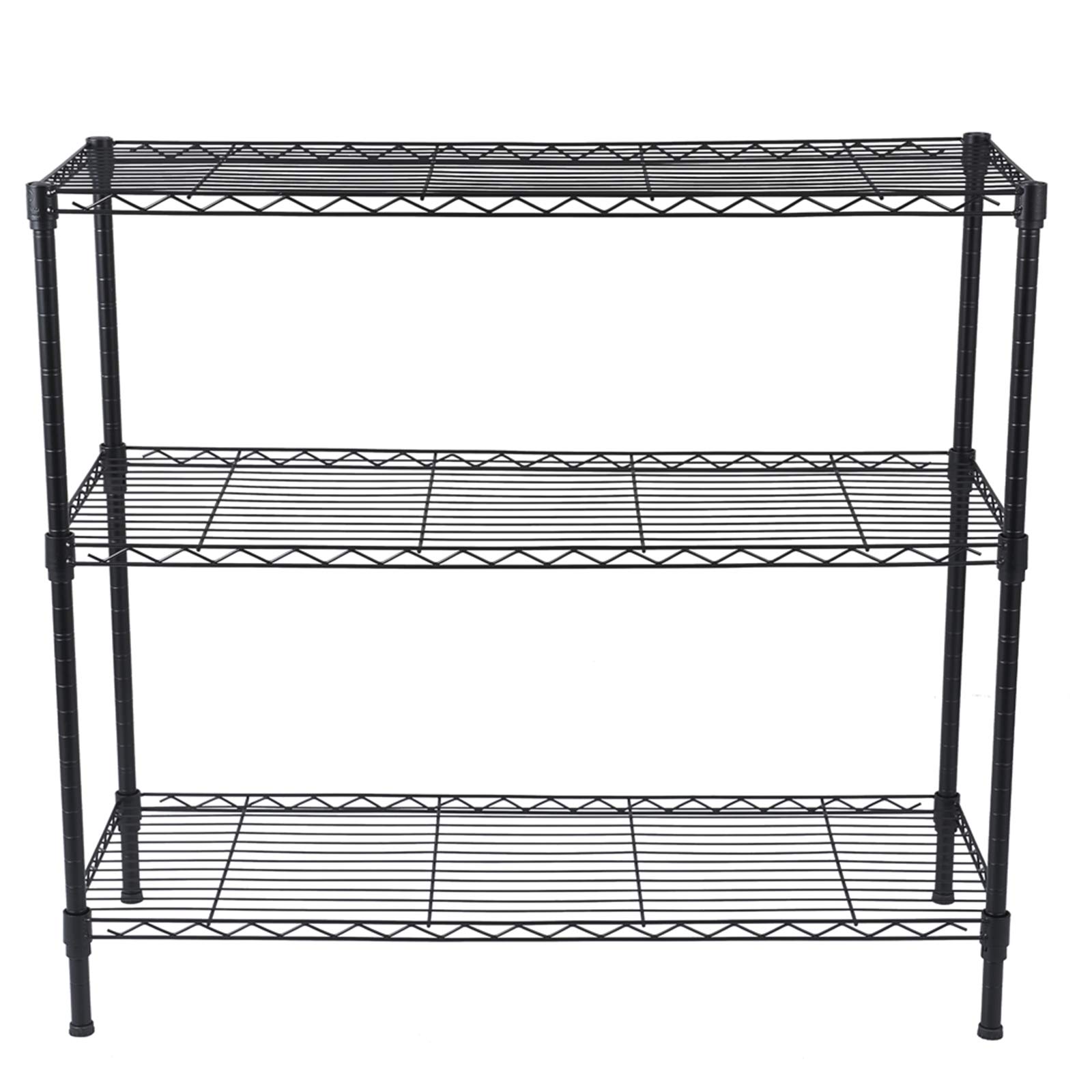 3-Tier Heavy Duty Shelving Unit,Metal Storage Rack Durable Organizer,for Pantry Closet Kitchen,Laundry,Organization, Black (35.4 x 13.7 x 31.5) Inchs