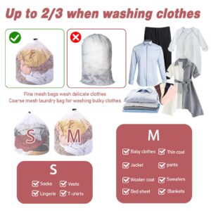 2pcs Mesh Laundry Bags for Socks, Machine Washable Drawstring Design Travel Mesh Laundry Wash Bags White Drawstring Garment Bags for Laundry Storage for Home Dorm Hotel Travel Use,12x16inch, 16x20inch