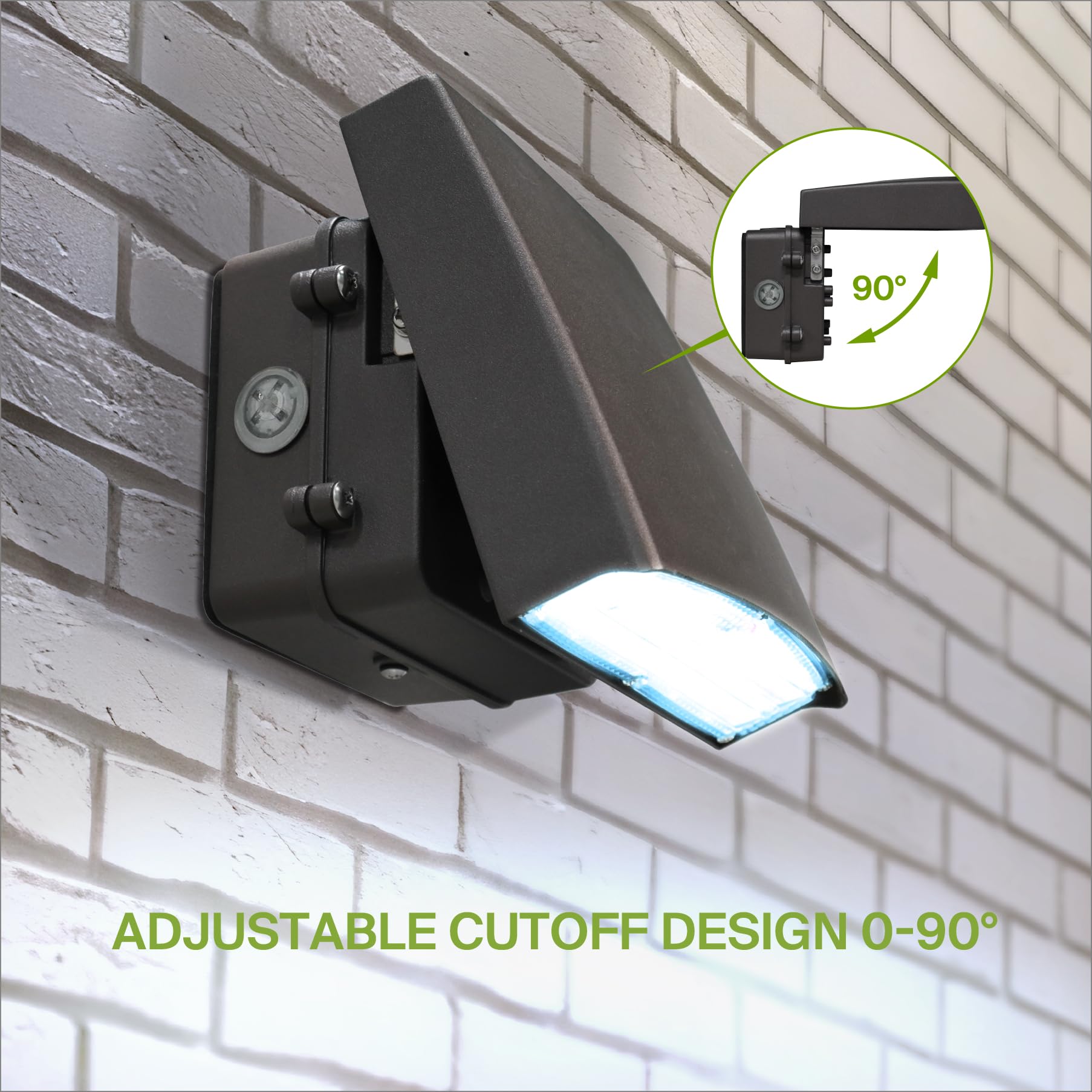 ASD LED Wall Pack Light 12W Photocell, Adjustable Cutoff Dusk to Dawn Outdoor Lighting, 3000K/4000K/5000K Selectable, 1700LM, 120-277V, Dimmable Waterproof Fixture, Black Finish, UL & DLC Certified