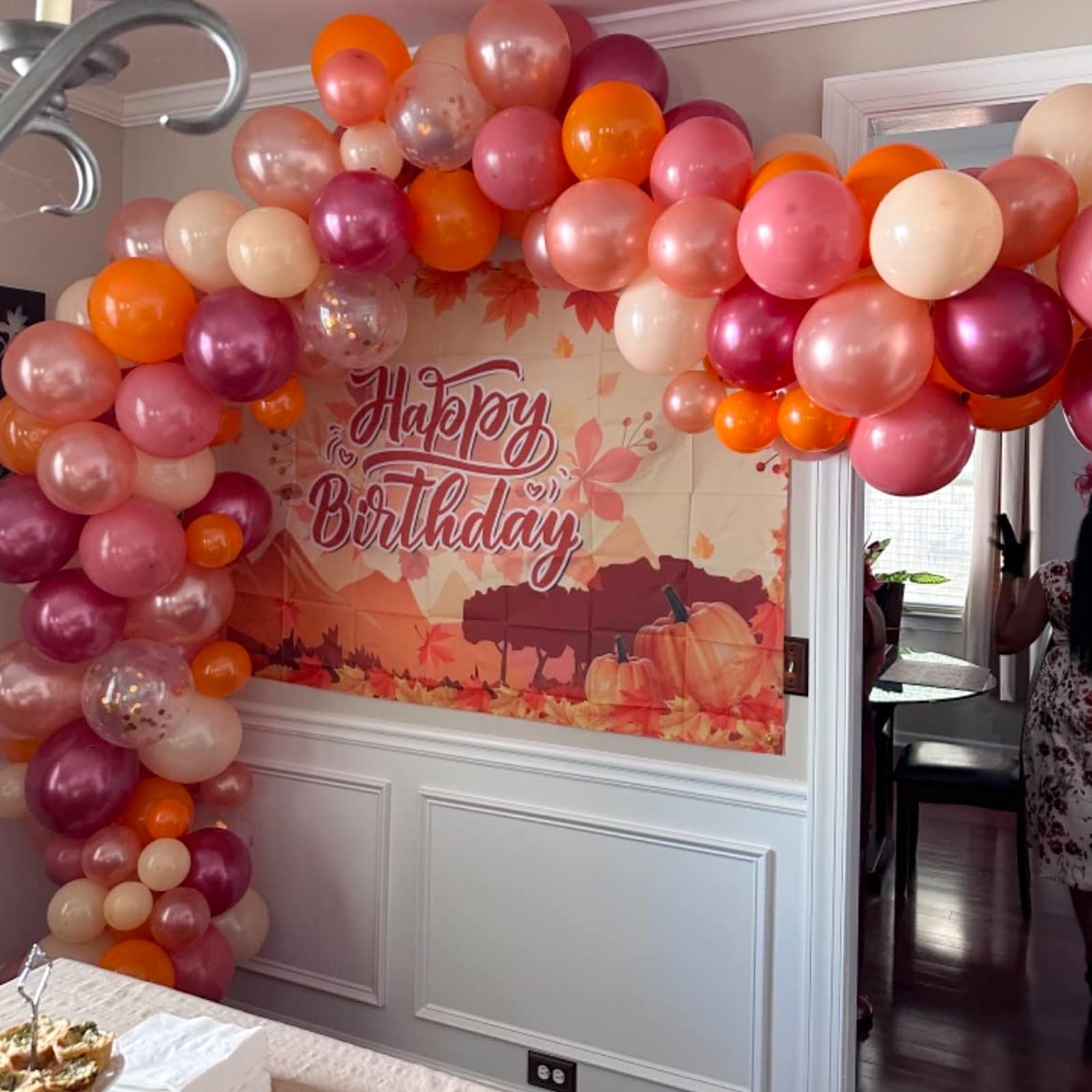 Fall Balloon Arch Kit, Fall Birthday Party Decor Orange Burgundy Dusty Pink Nude Balloon Garland with Maple Acorn Foil Balloons for Thanksgiving Autumn Fall Birthday Bridal Shower Party Decorations