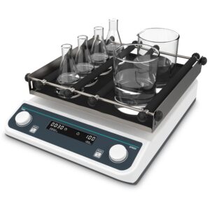 lab digital orbital shaker mixer | 9.85"x9.85" plate size adjustable speed 40-200rpm capacity 2kgs | timed and continuous modes rotator shaker for laboratory