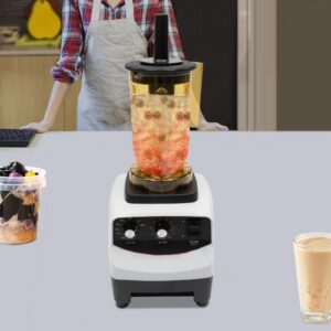 Bubble Tea Machine, Modern 1200ml Multifuction Blender with 4 Different Cups, 10 Gears Adjustable Speed, Countertop Smoothie Blender for Homes, Milk Tea Shops, Coffee Shops White 1800W 30000r/min