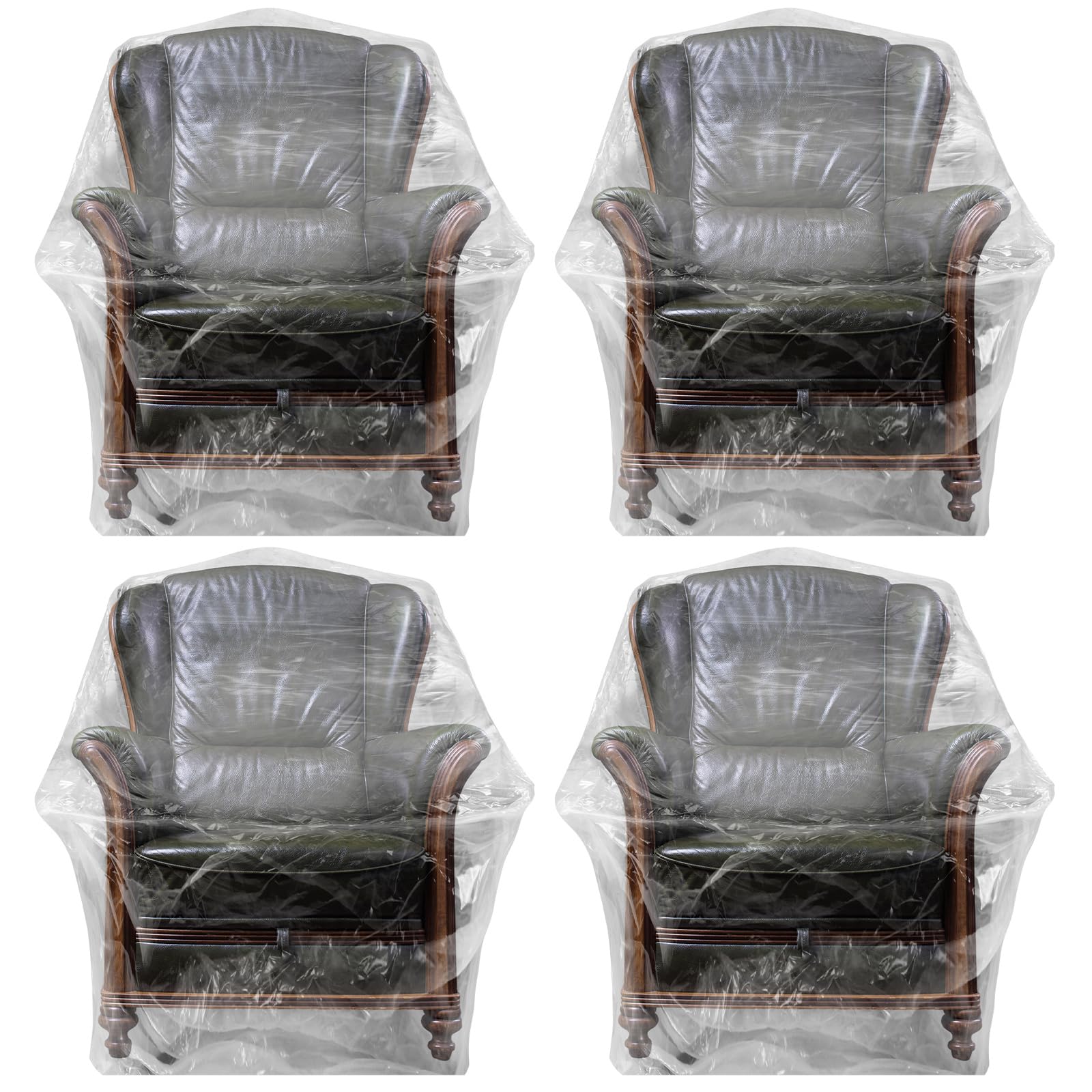 Abbylike 4 Pcs Large Plastic Clear Patio Furniture Chair Cover Outdoor 34 x 42 x 65 Inch Waterproof Dust Proof Swivel Lounge Chair Patio Rocking Chair Protectors Cover for Moving Storage