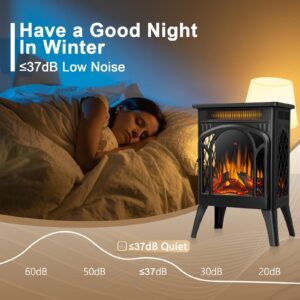 Antarctic Star 16 Inch Electric Fireplace, Freestanding Fireplace Stove with 3D Flame Effect, Small Electric Fireplace Heaters for Indoor Use with Remote, Temperature Adjustment, ETL Certified, Black…