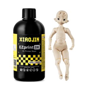 xiaojin 8k resin with high precision and sharp details, easy print and cleaning 3d printer resin with low odor, low water absorption rigid resin, suitable for beginners, peach color 1000g