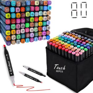 alcohol markers, 80 colors dual tip permanent art markers set for kids, coloring painting supplies sketch drawing markers for adults, holiday present for boys girls students, journal note doodle