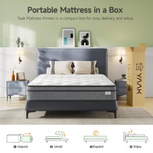 Yaak Full Size Mattress 12 Inch, Hybrid Full Mattress in a Box, Individual Pocket Spring Double Bed Mattress with Breathable Memory Foam, Pressure Relief, Medium Firm Mattress Full Size 75"x54"x12"