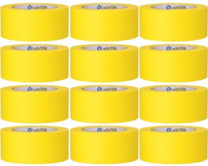 oleitodh 12 rolls yellow painters tape bulk 2 inch x 660 yards, painters masking tape no residue wall painting tape artist tape trim edge finishing tape for wall painting decoration diy supplies