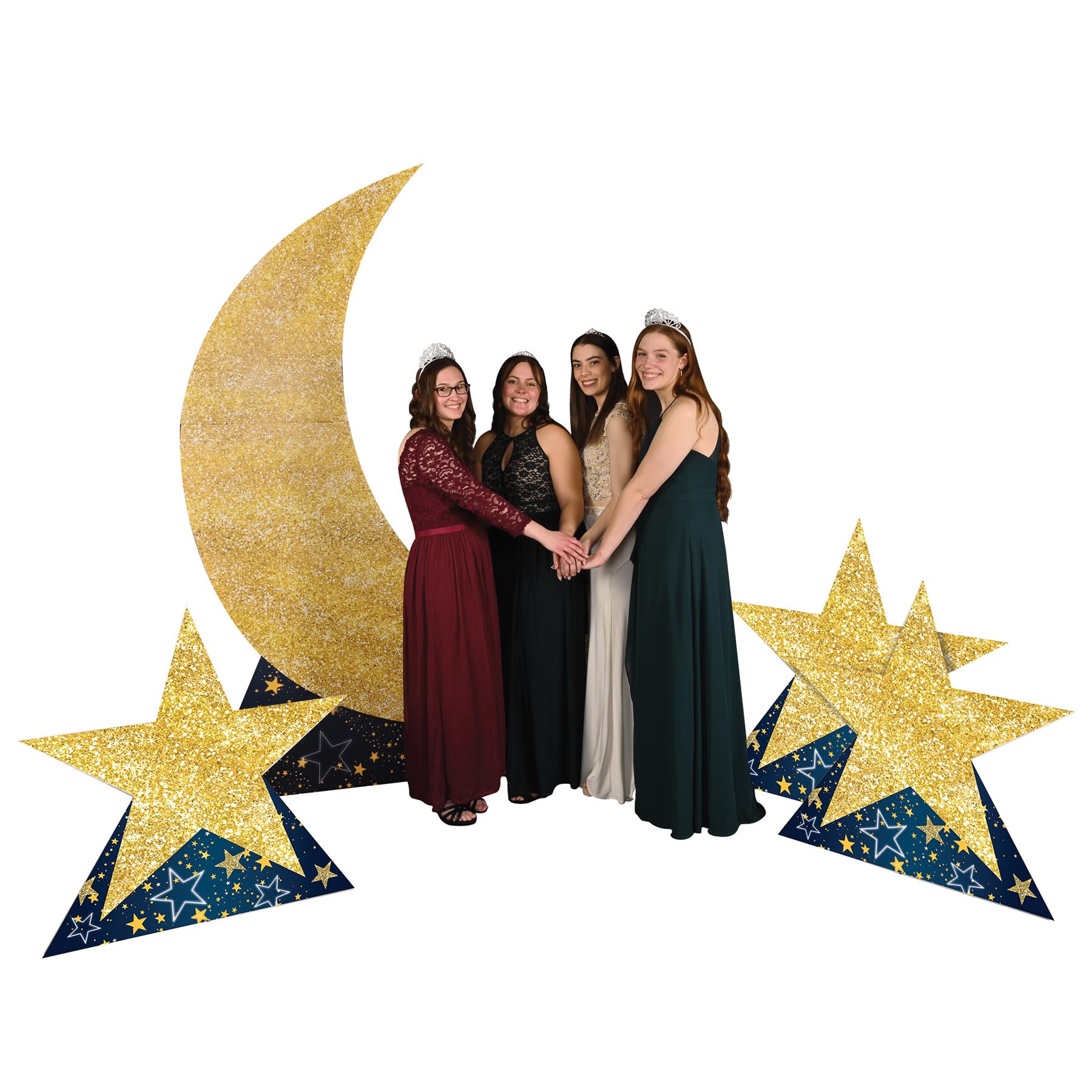 Beistle 3 Piece Assorted Sizes Cardboard Starry Night Star Stand-Ups, Prom Decorations, Awards Theme Photography Backdrops