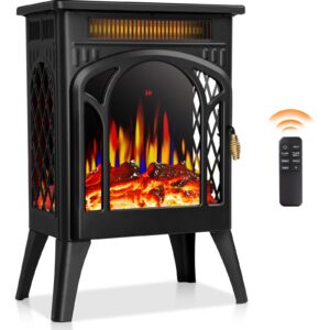 antarctic star 16 inch electric fireplace, freestanding fireplace stove with 3d flame effect, small electric fireplace heaters for indoor use with remote, temperature adjustment, etl certified, black…