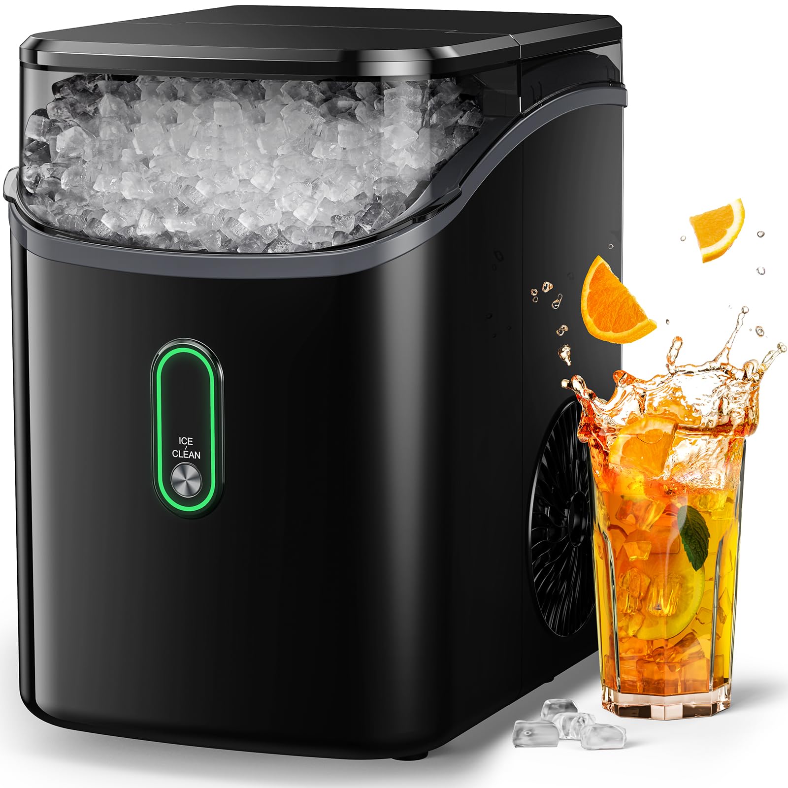 Silonn Nugget Ice Maker Countertop, Pebble Ice Maker with Soft Chewable Ice, One-Click Operation Ice Machine with Self-Cleaning, 34lbs/24H for Home,Kitchen,Office