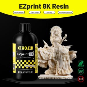 XIAOJIN 8K Resin with High Precision and Sharp Details, Easy Print and Cleaning 3D Printer Resin with Low Odor, Low Water Absorption Rigid Resin, Suitable for Beginners, Peach Color 1000g