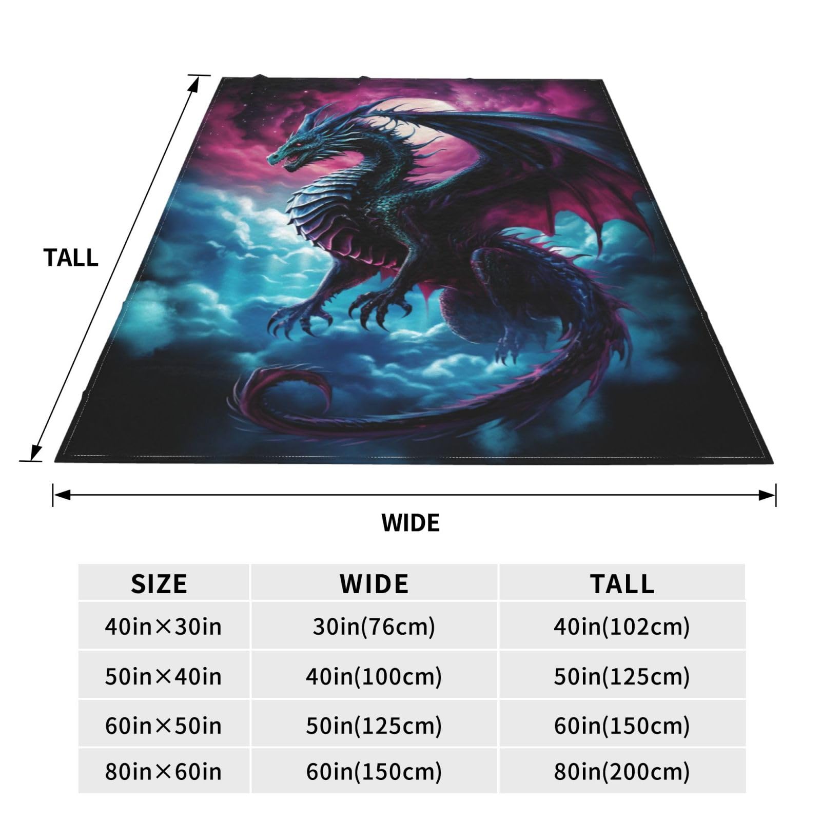 huanxiangouyue Dragon Blanket and Throws Soft Cozy Flannel Dragon Throw Blanket Present for Men Women Funny Dragon Throw Blanket for Couch Bed Dorm 50"x40"