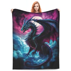 huanxiangouyue dragon blanket and throws soft cozy flannel dragon throw blanket present for men women funny dragon throw blanket for couch bed dorm 50"x40"