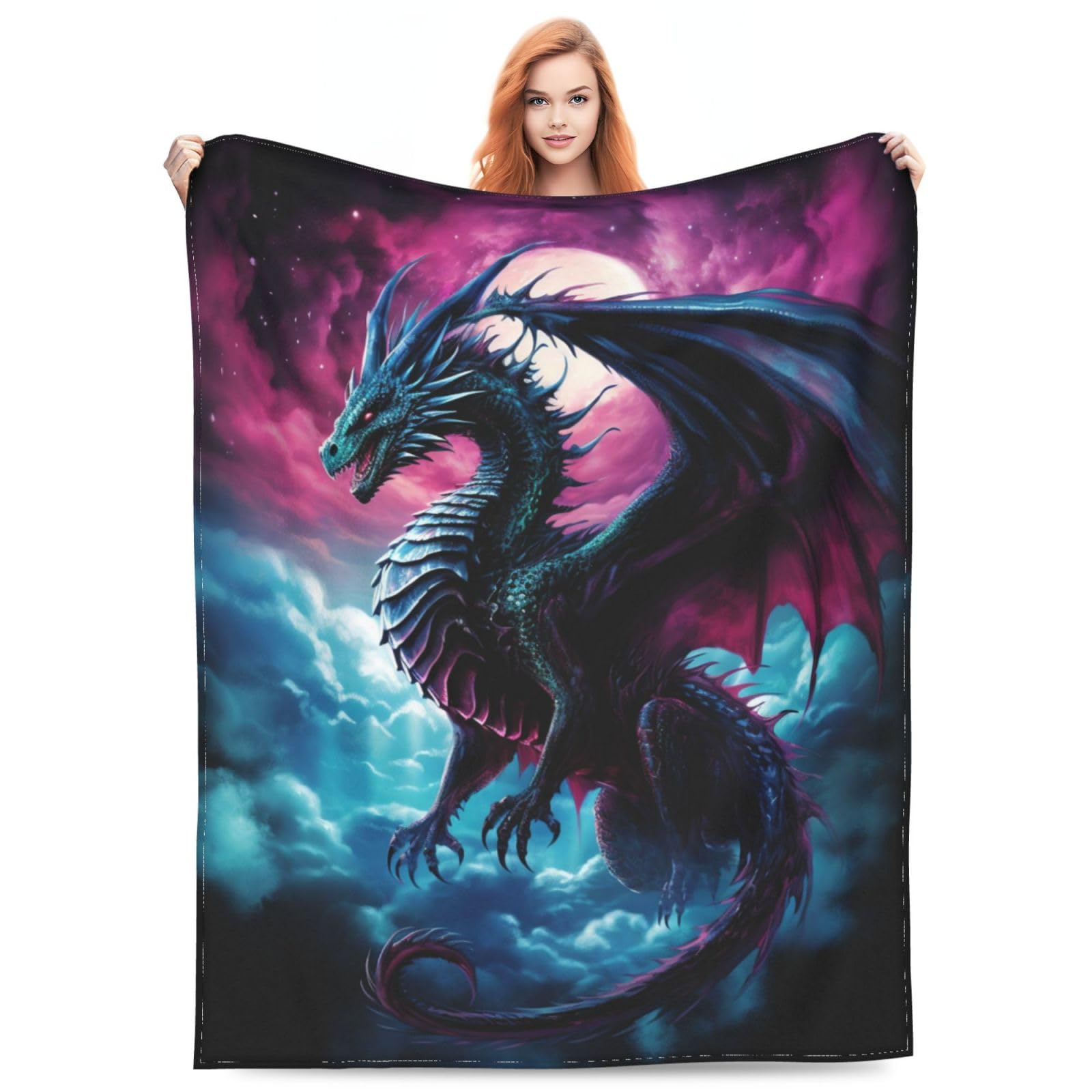 huanxiangouyue Dragon Blanket and Throws Soft Cozy Flannel Dragon Throw Blanket Present for Men Women Funny Dragon Throw Blanket for Couch Bed Dorm 50"x40"