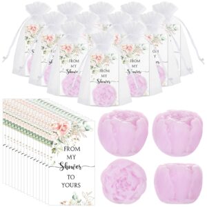 dansib 50 sets rose style mini soap for wedding party favors bridal shower baby shower guests gift keepsake scented soaps with organza bags and cards(purple)