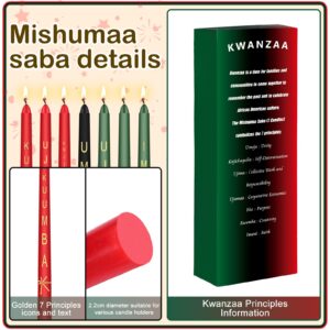 MTLEE 7 Pieces Kwanzaa Candle Set, Seven Principles Taper Candles, African Hand Dipped Unscented Candles, Reliable Quality Candles, for Kwanzaa Home Church Celebration Decor