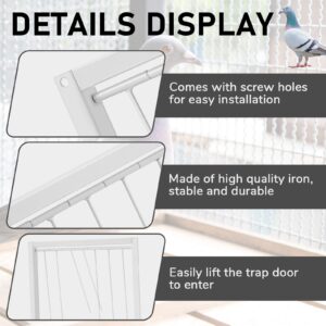 Suzile 2 Pcs 11.81" x 10.24" Pigeon Cage Door Bird Wire One Way Entrance Door Iron Pigeon Trap Door Bird House Door for Racing Supply Birdcage Breeding, White