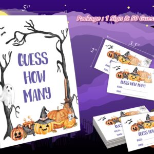 Halloween Theme Guess how many (1 double-sided printed sign and 50 game cards), Halloween decorations, Halloween ideas, Halloween party games, baby shower games WSJCTG001