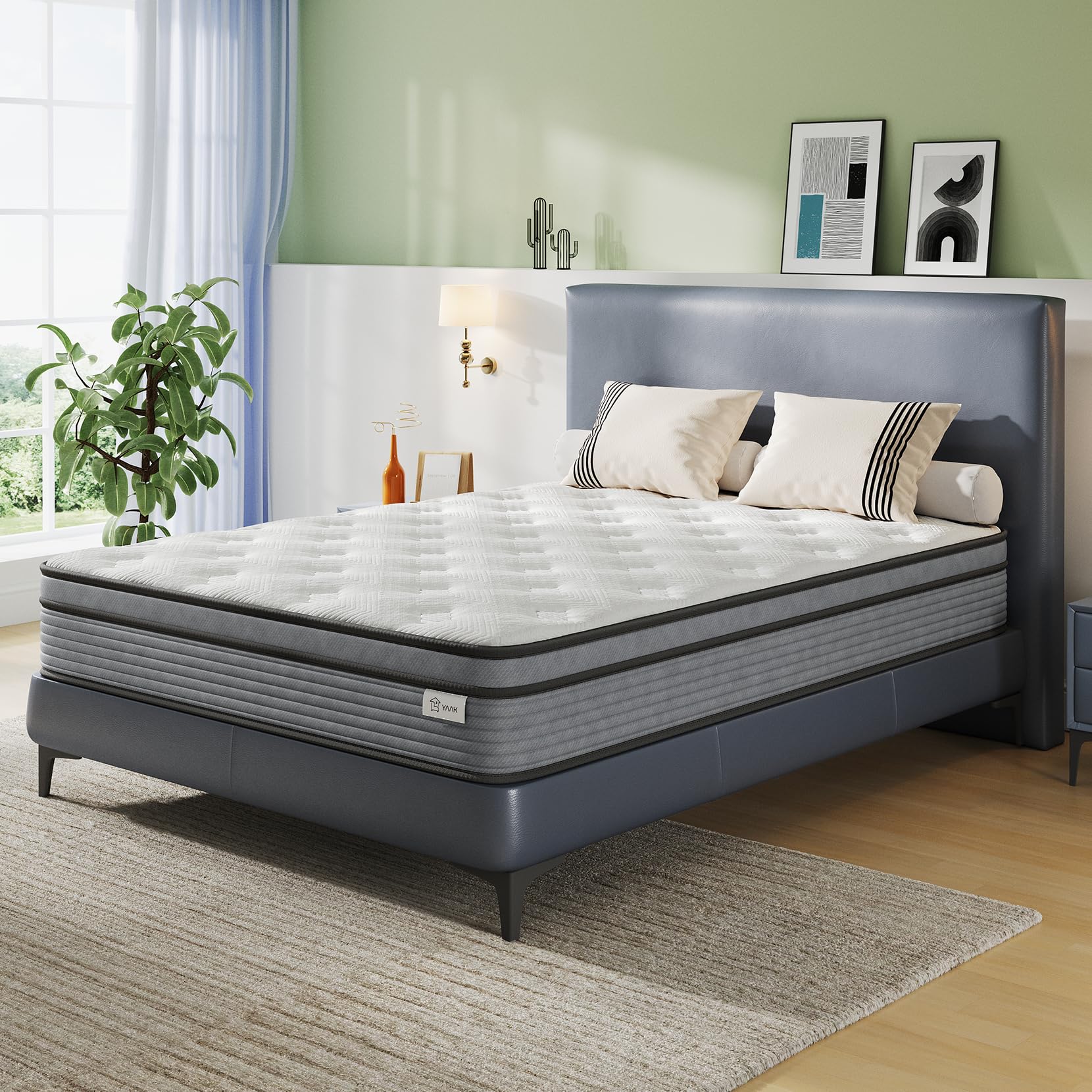 Yaak Full Size Mattress 12 Inch, Hybrid Full Mattress in a Box, Individual Pocket Spring Double Bed Mattress with Breathable Memory Foam, Pressure Relief, Medium Firm Mattress Full Size 75"x54"x12"