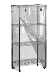 indigotempest9 clear vinyl waterproof shelf cover for wire shelving - 48" w x 18" d x 72" h - with zipper closure - protects from dust and debris - only cover