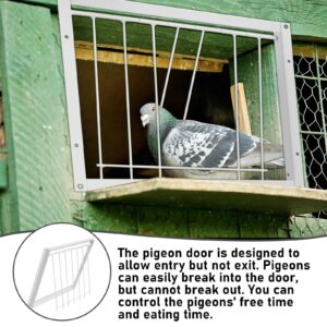 Suzile 2 Pcs 11.81" x 10.24" Pigeon Cage Door Bird Wire One Way Entrance Door Iron Pigeon Trap Door Bird House Door for Racing Supply Birdcage Breeding, White