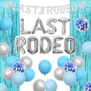 kreat4joy last rodeo bachelorette decorations blue, disco cowgirl bachelorette party decorations, last rodeo foil balloons banner fringe curtain for women western bridal shower