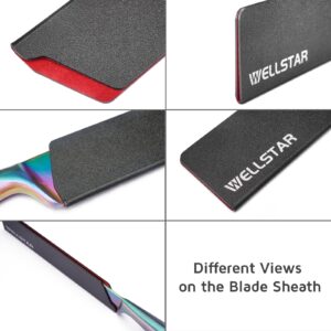 WELLSTAR Knife Edge Guards Set, 5 Piece Universal Blade Covers, BPA Free ABS Protective Blade Sheaths, Non-Scratch Felt Lining Kitchen Knives Covers (Knives not included)