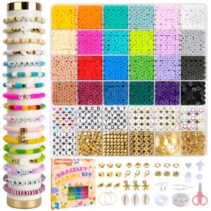 jqeeygv 5500pcs clay beads bracelet making kit 24 colors friendship bracelet kit with letter beads diy arts and crafts for jewelry set beginners gifts for girls ages 6-12