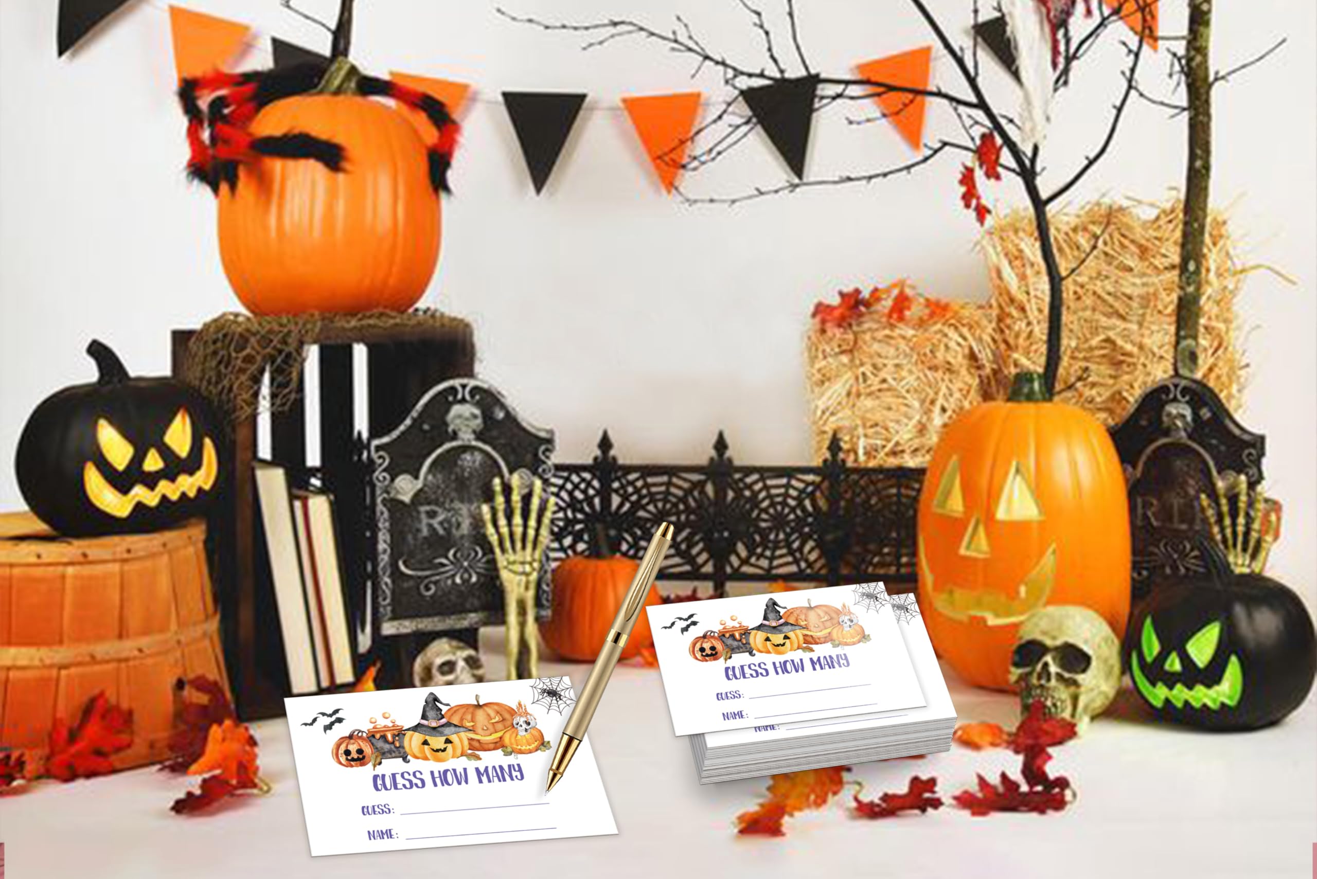 Halloween Theme Guess how many (1 double-sided printed sign and 50 game cards), Halloween decorations, Halloween ideas, Halloween party games, baby shower games WSJCTG001