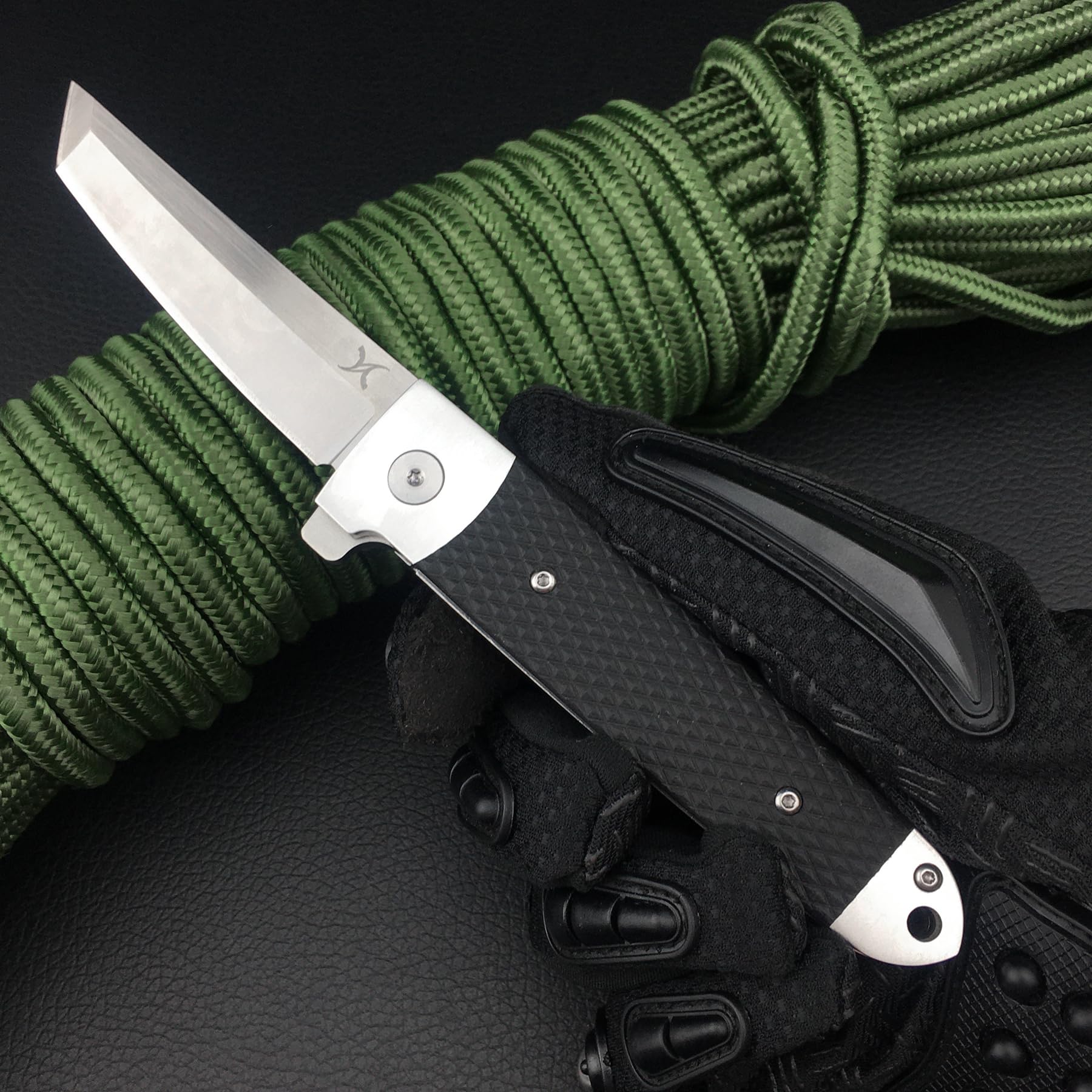 8.2 Inch EDC Oyabun 26T Folding Knife, Tanto Folding Knife with 3.2 Inch 7Cr13Mov Blade, Glass-Filled Nylon Handle, Flipper Opening Tactical Pocket Knife with Pocketclip Liner Lock