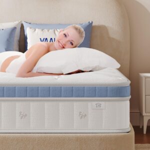 yaak twin mattress 8 inch, hybrid mattress in a box twin size, individual pocket spring single bed mattress with breathable memory foam, pressure relief, medium firm twin size mattress 75"x39"x8"