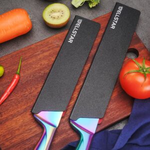 WELLSTAR Knife Edge Guards Set, 2 Piece Universal Blade Covers, BPA Free ABS Protective Blade Sheaths, Non-Scratch Felt Lining Kitchen Knives Covers (Knives not included)