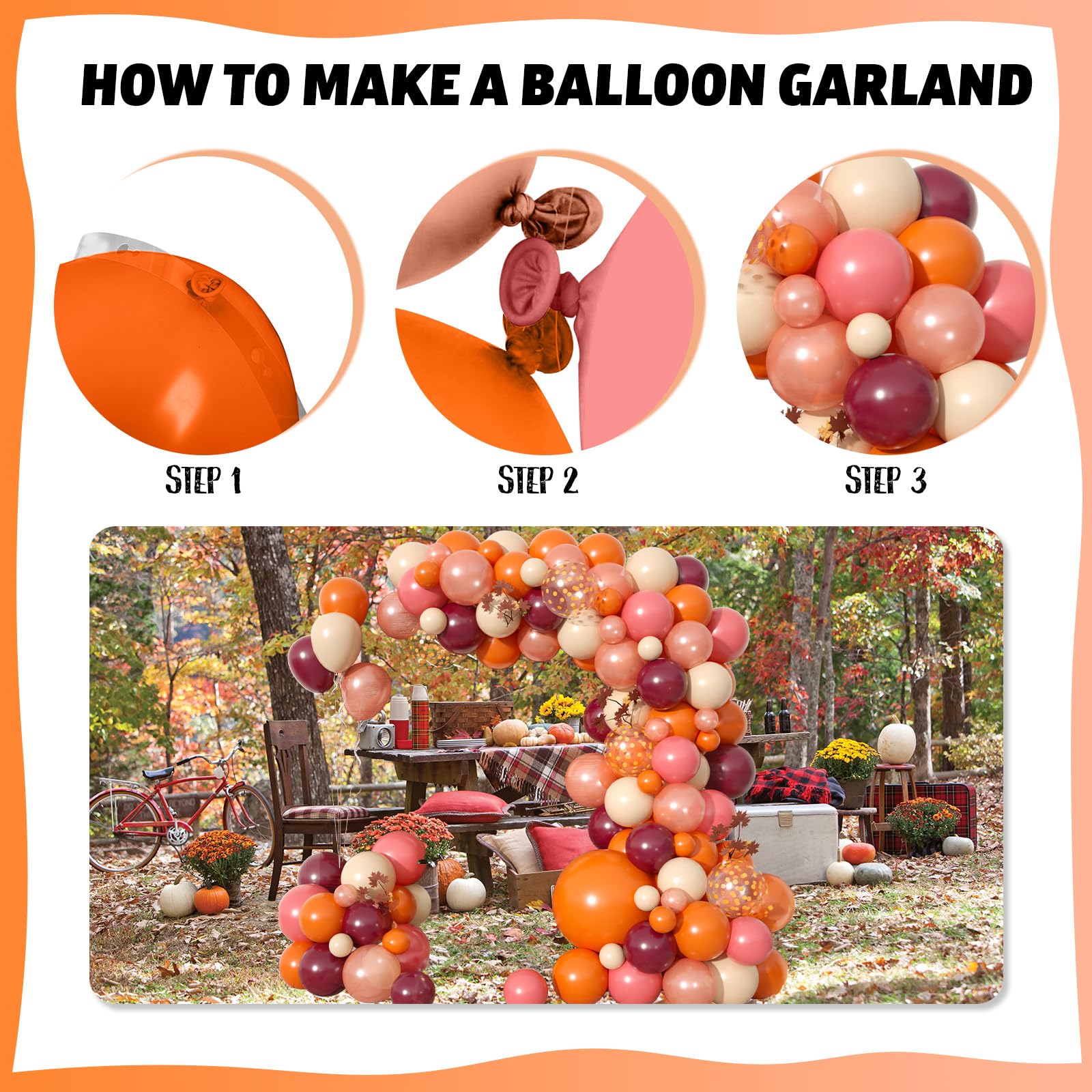 Fall Balloon Arch Kit, Fall Birthday Party Decor Orange Burgundy Dusty Pink Nude Balloon Garland with Maple Acorn Foil Balloons for Thanksgiving Autumn Fall Birthday Bridal Shower Party Decorations