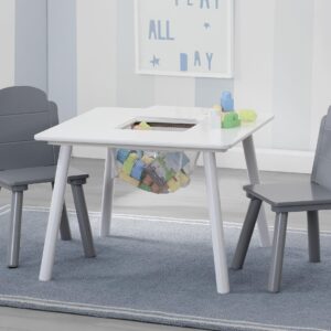 Delta Children Finn Table and Chair Set with Storage, White/Grey