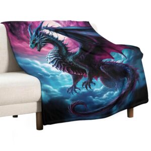 huanxiangouyue Dragon Blanket and Throws Soft Cozy Flannel Dragon Throw Blanket Present for Men Women Funny Dragon Throw Blanket for Couch Bed Dorm 50"x40"